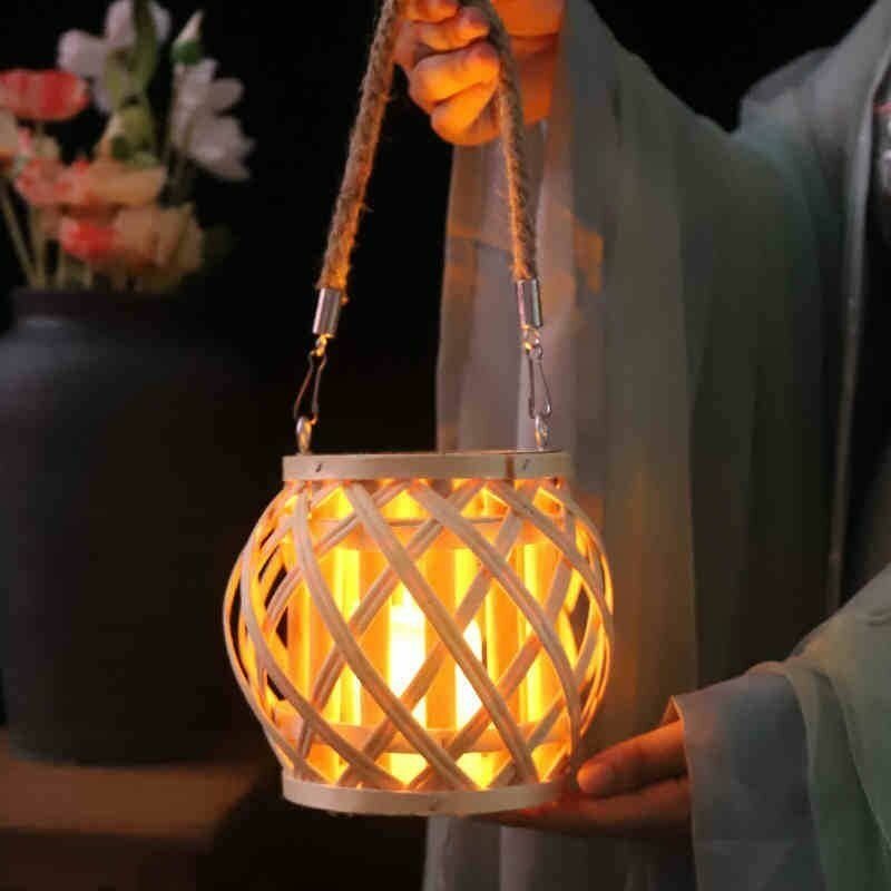 Бамбук ручной работы декоративный напольный висячий фонарь держатель свечи