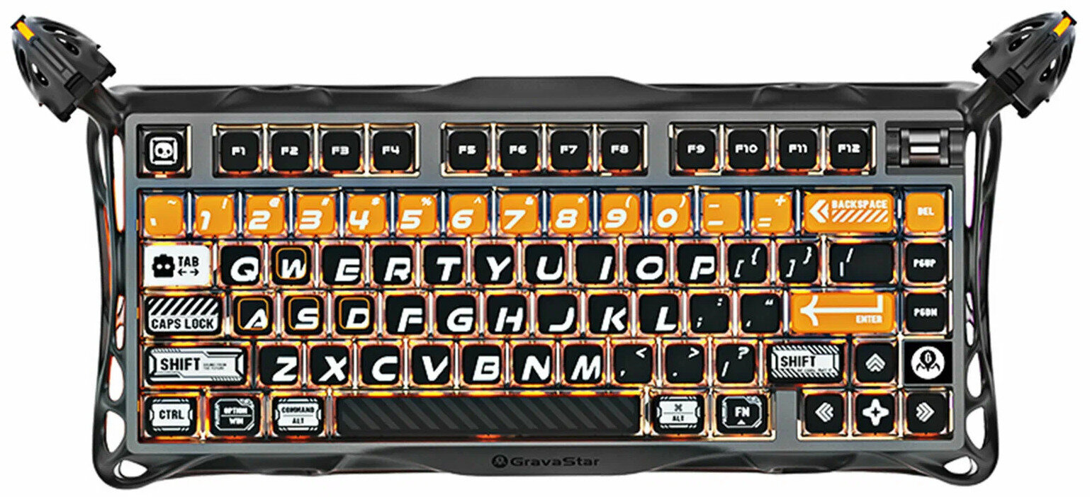 Gravastar Mercury K1 Pro CyberFlare, черный/оранжевый, игровая клавиатура