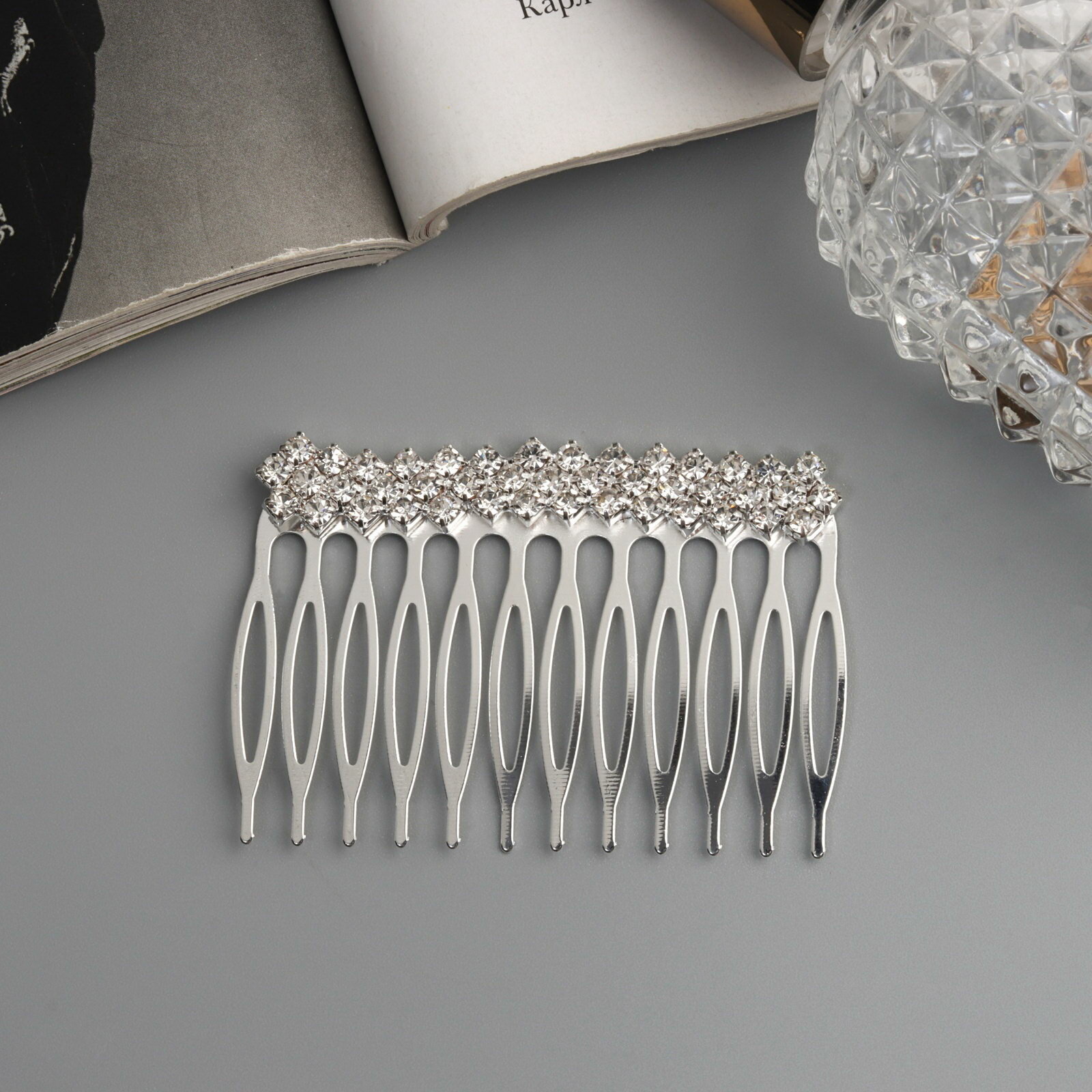 Гребень для волос "Медея", геометрия, 6.5x4 см, серебро, тип: гребень