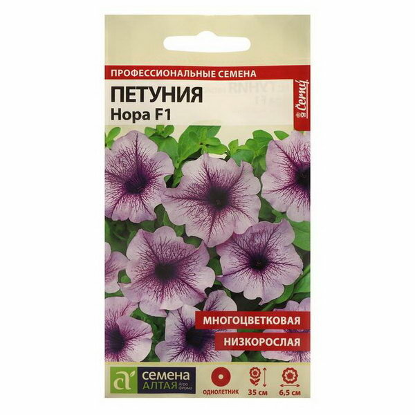 Семена цветов Петуния "Нора", низкорослая, многоцветковая, 7 шт.