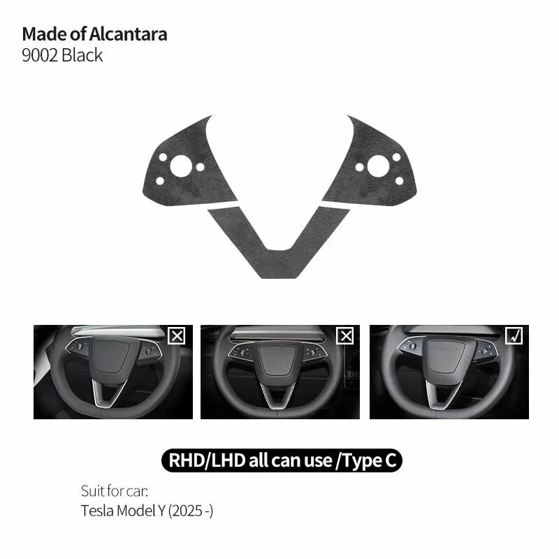 Наклейка на руль из алькантары, для Tesla Model3 Highland ModelY 2024-up, аксессуары внутренней отделки автомобиля.