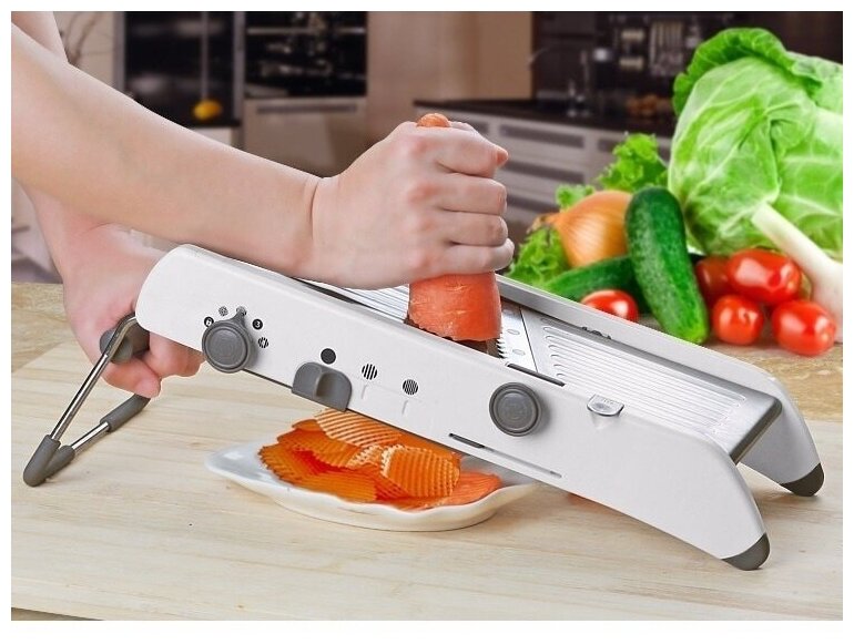 Универсальная овощерезка Smart Mandoline Slicer для идеальной нарезки овощей и фруктов с регулировкой толщины и 18 видами нарезки