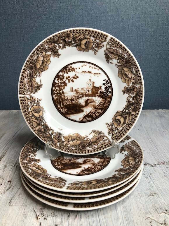 Набор тарелок винтажный, 5шт, Малайзия "княжество монако", 17.5см, фарфор, деколь