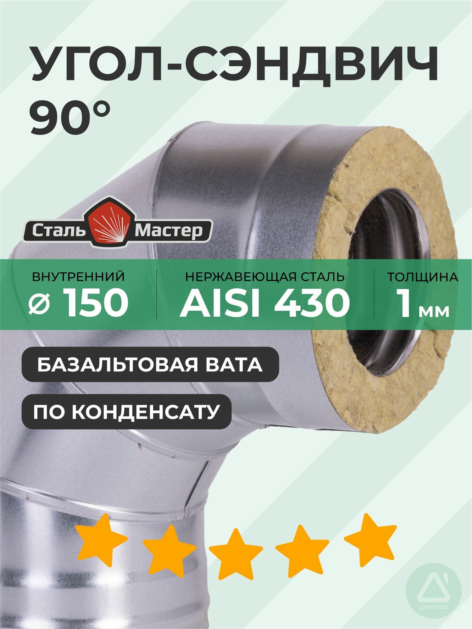 Угол-сэндвич К 150 / 220 90 нерж 1 мм / оц