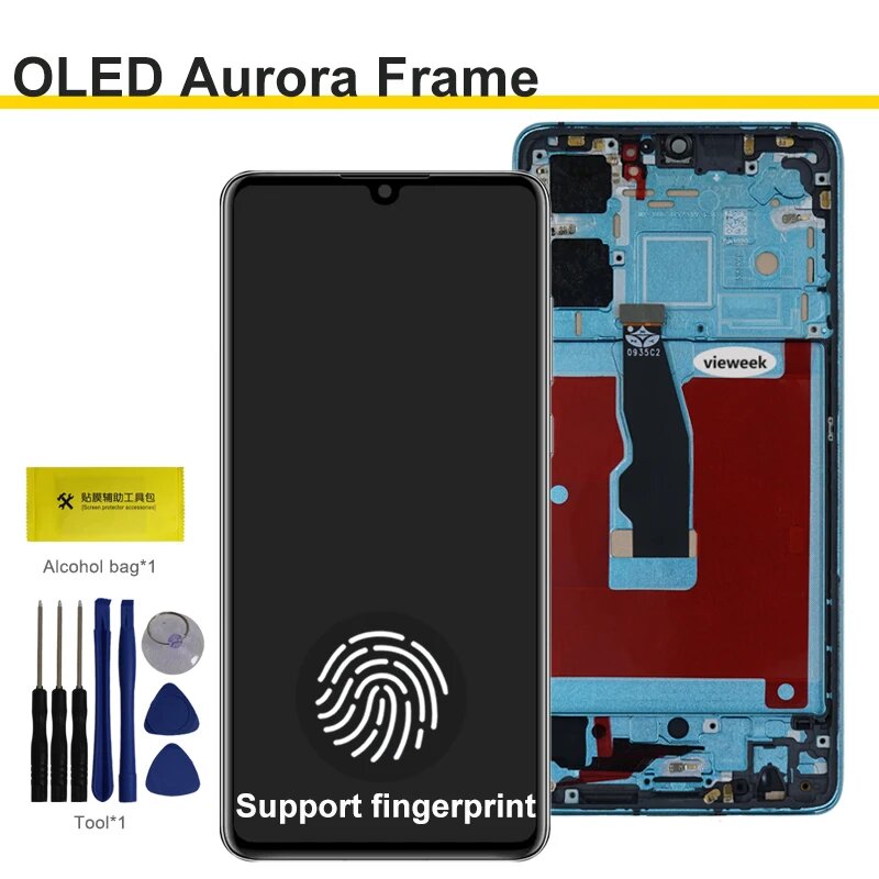 OLED-экран для Huawei P30, ЖК-дисплей, преобразователь сенсорного экрана в сборе для Huawei P30 ELE-L29 ELE-L09 ELE-AL00, замена OLED Aurora Frame