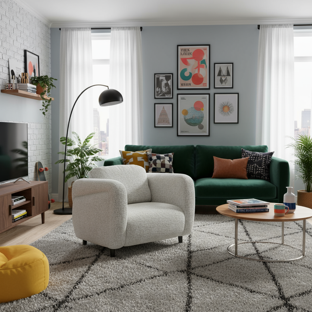 Кресло мягкое для отдыха дома Дафна, 85.5 х 68.5 х 78 см, Молочно-коричневый, RUBY 13650/22852