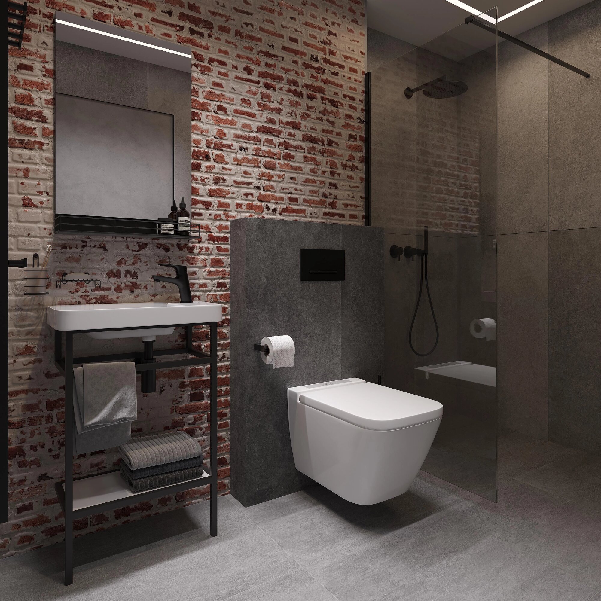 Консоль с раковиной STWORKI Эстфолл 55, черный муар 11054-KL KR-601905