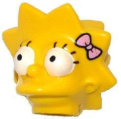 Minifigure, Head, Modified Simpsons Lisa Simpson with Bright Pink Bow Pattern, 15524pb03 Yellow U