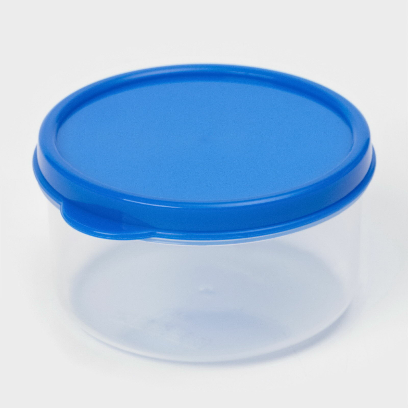 Контейнер для хранения еды пищевой, 150 мл, прозрачный, крышка синяя