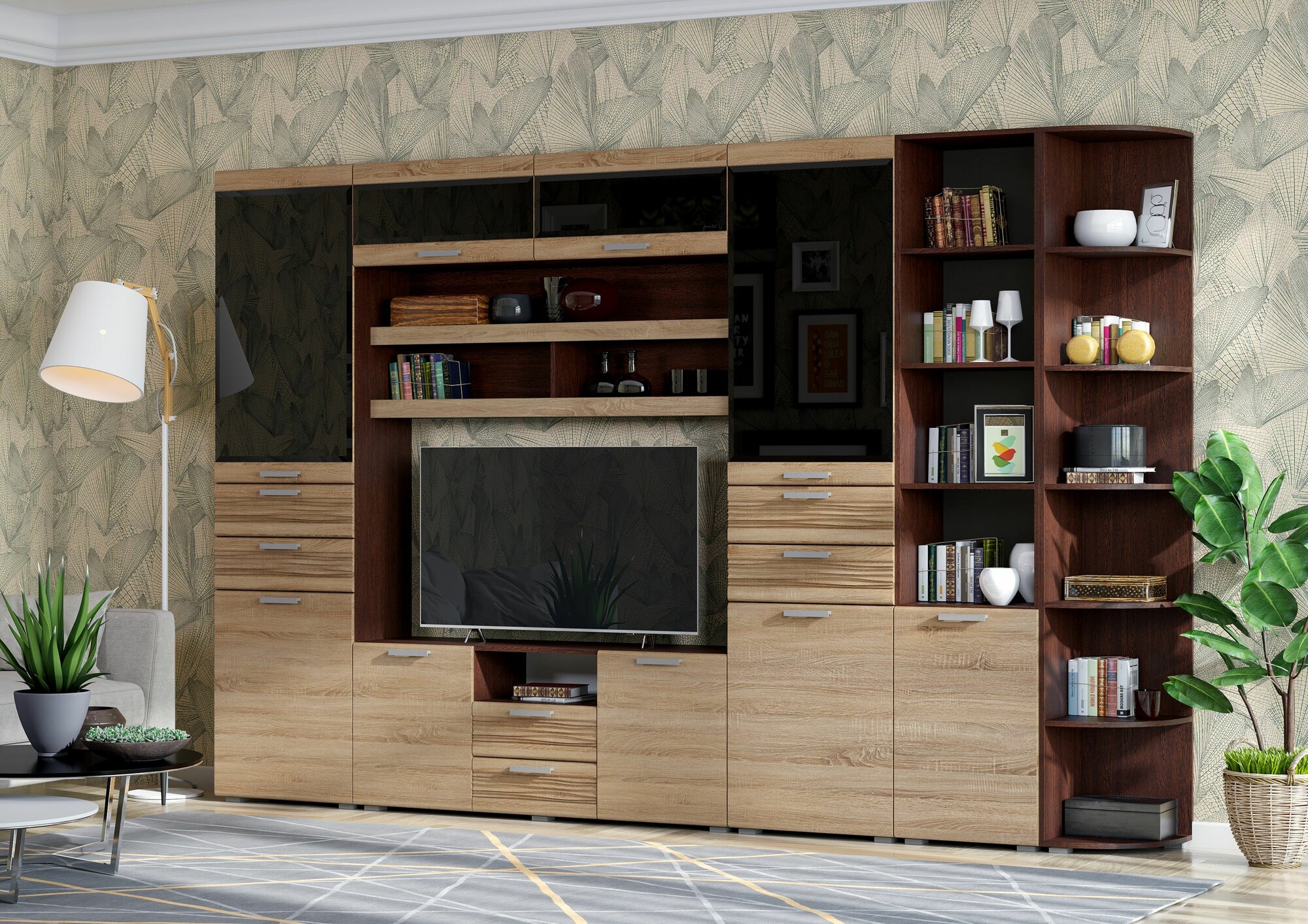 Гостиная Асти Вариант №4 (Дуб сонома, венге) (Миф)