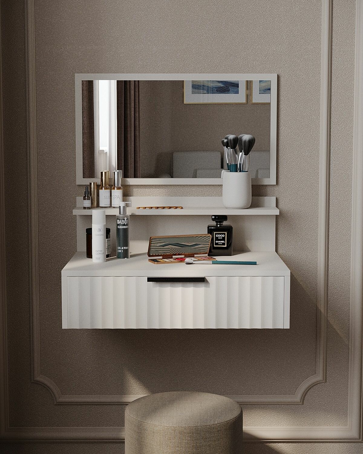 Туалетный столик подвесной консоль с зеркалом