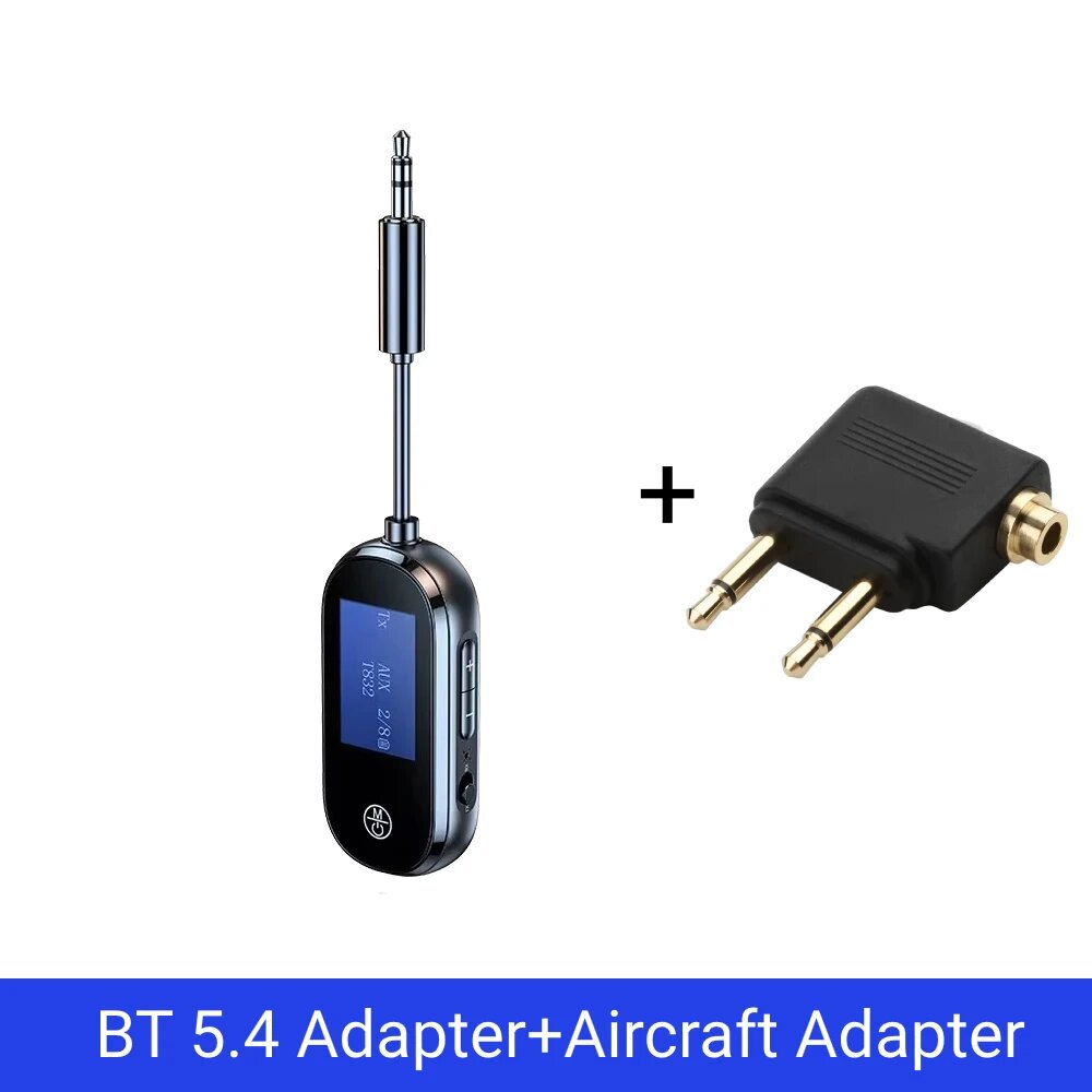Приемник-передатчик Bluetooth 5.4 2-в-1 с микрофоном, Hi-Fi стерео, AUX 3.5 мм для автомобиля, самолета, телевизора и ПК-колонок