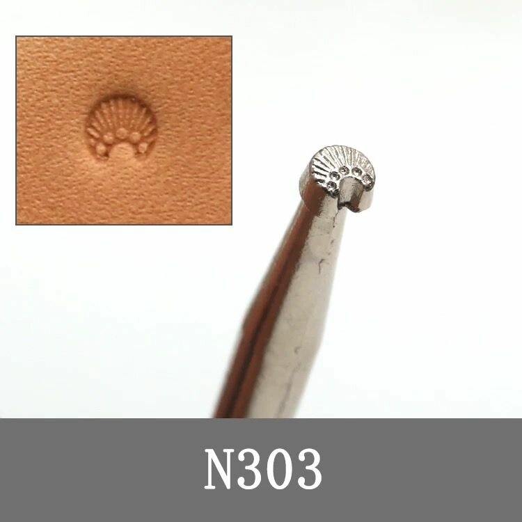 Штамп для тиснения кожи, рифлёная ручка, сталь, 105 мм, клише.