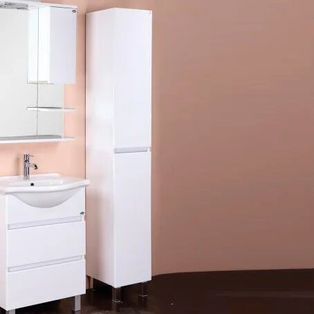 Шкаф-пенал для ванной Onika Элита 30.10.2026 0:00:00 напольный, 30 см, белый, глянцевый, с дверками, из МДФ