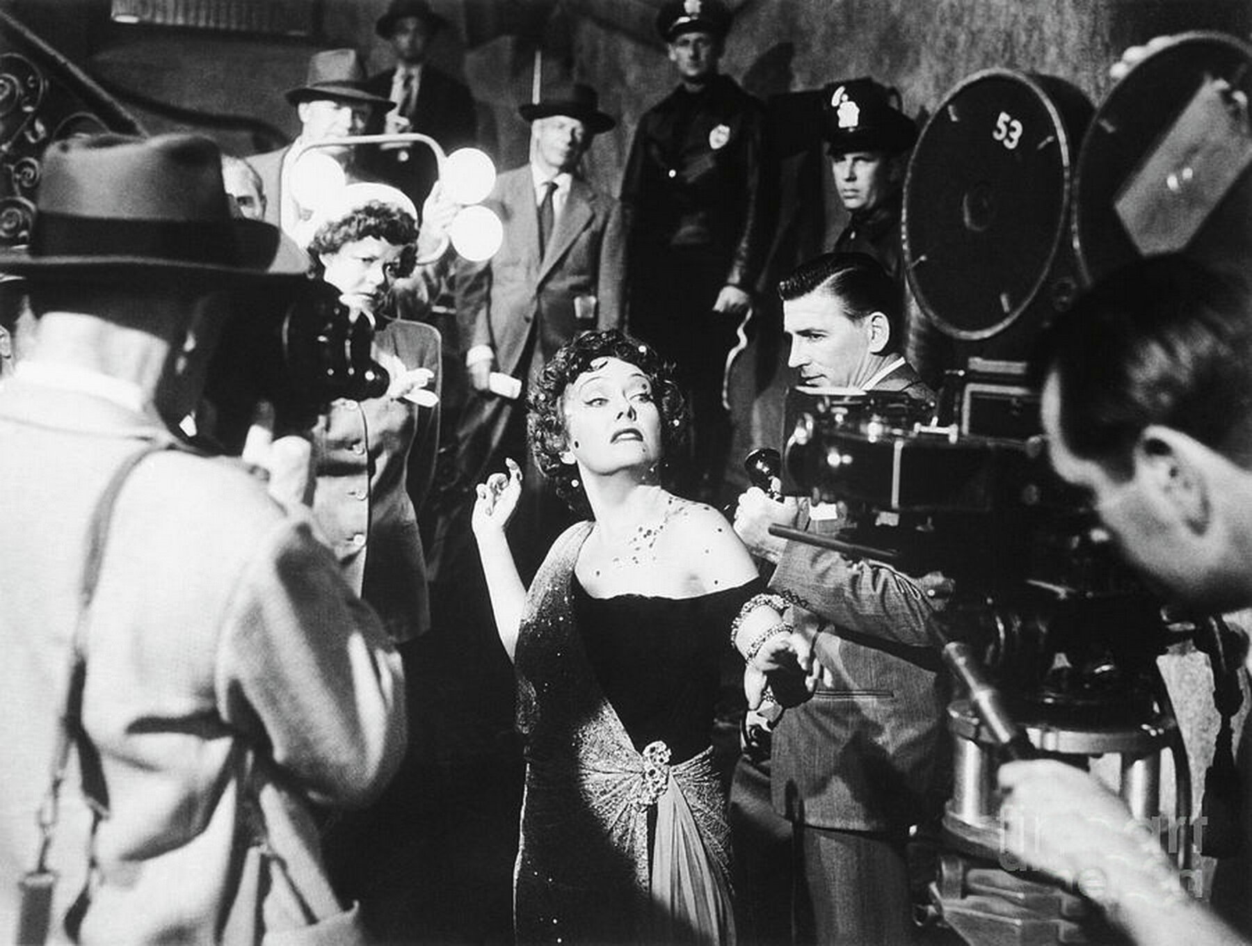 Плакат, постер сцена из фильма Бульвар Сансет (1950) на холсте, размер 30х42см