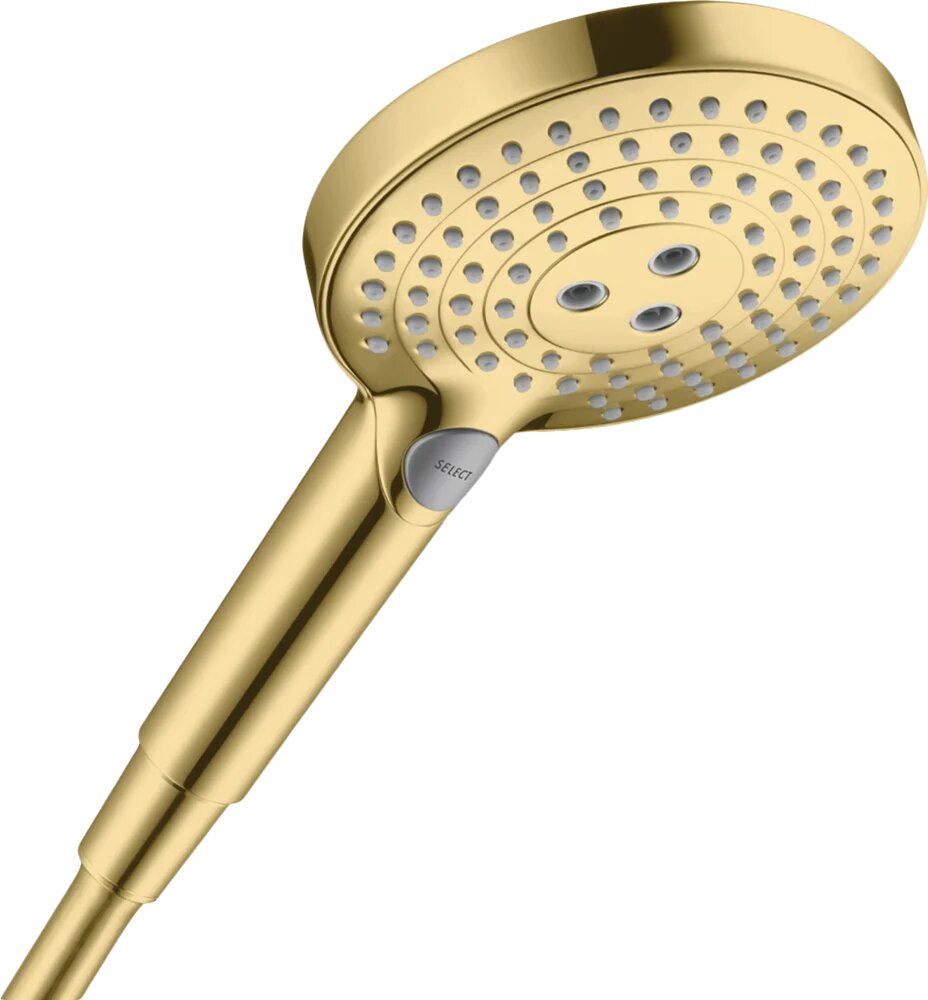 Душевая лейка Hansgrohe Raindance Select S 26530990 с экономией воды, 3 режима, лейка для душа, золотоя, глянцевая, круглая