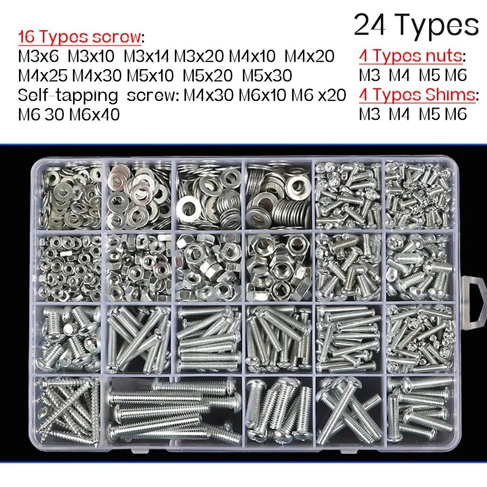 Гайки для винтов Колпачки Набор винтов Шайбы Набор саморезов M2M3 M4M5M6 — Коллекция ящиков для инструментов Handyman