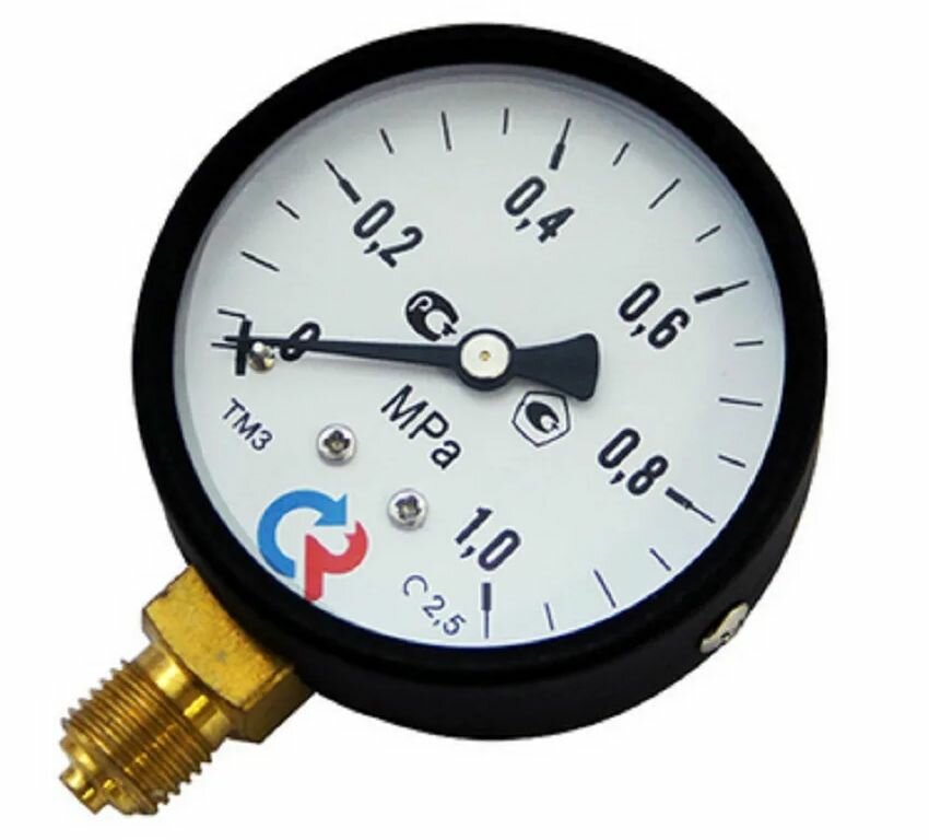 Манометр ТМ-310Р 10,0кгс/см2 (1MPa) с поверкой резьба М12х1,5 корпус 63 мм класс точности 2,5 корпус-сталь росма