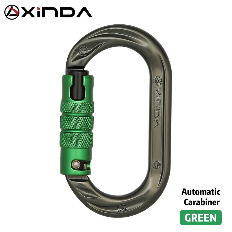XINDA открытый карабин 24kN для скалолазания Зеленый, Auto lock Green