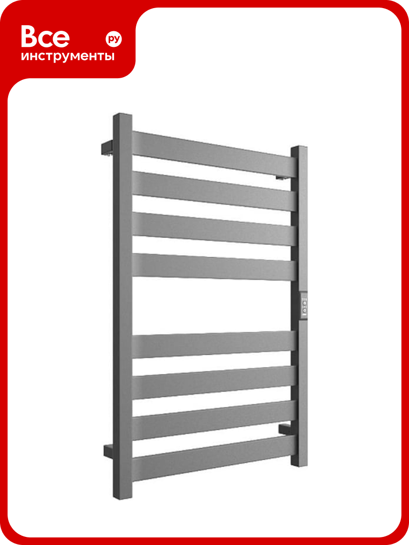 Электрический полотенцесушитель STOUT GRUNGE quadro 80x50 Графит SHQ-G4QQ-008050 RG0093DHUEE44R из нержавеющей стали