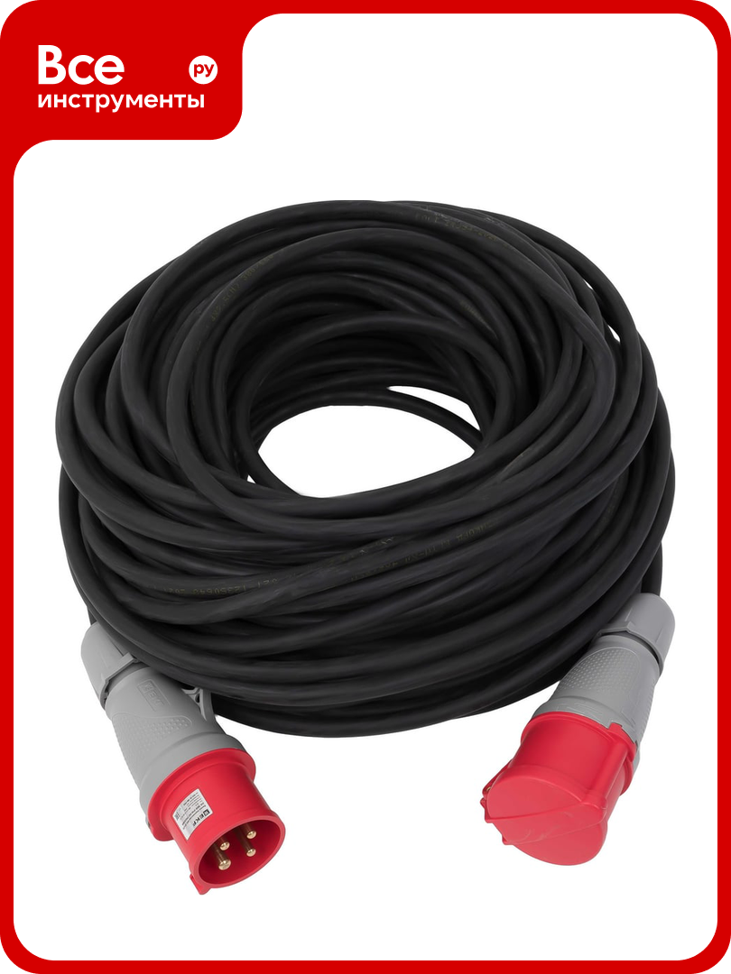 Промышленный силовой удлинитель Gigant КГ 4х2,5 50м 80147, подключения и безопасного