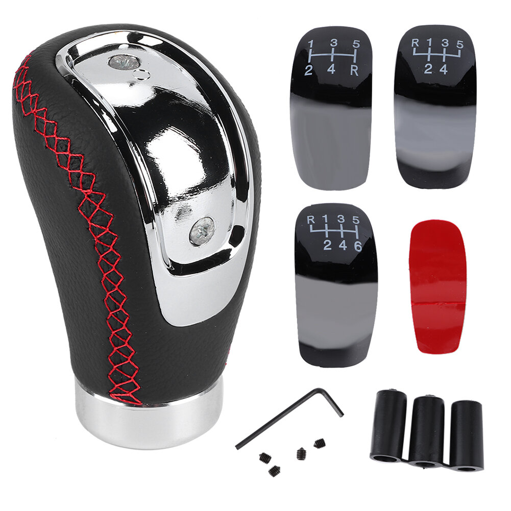 Универсальная кожаная рукоятка рычага переключения передач для автомобиля, красная, прочная, замена для механической и автоматической коробки передач.