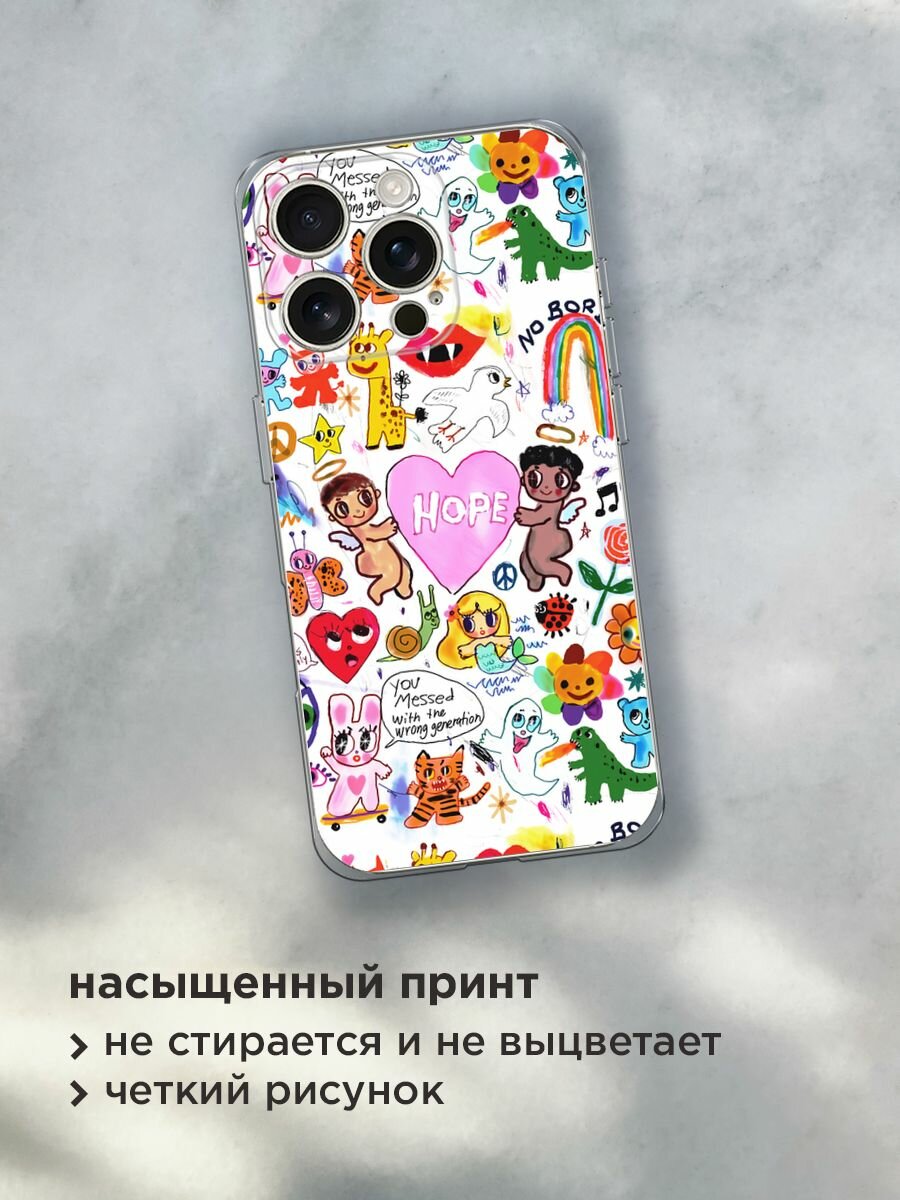 Чехол на Apple iPhone 16 Pro / Айфон 16 Про с принтом "Милые рисунки" — фото 1