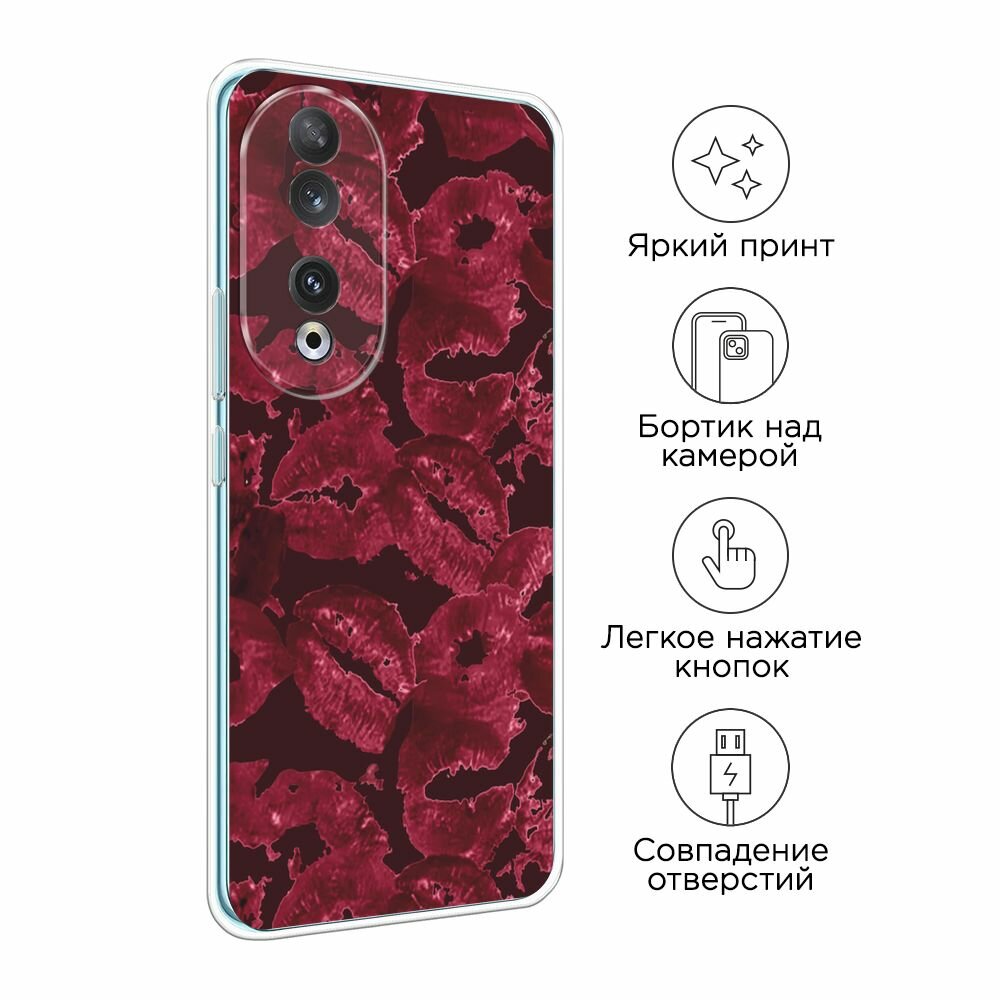Силиконовый чехол на Honor 90 / Хонор 90 с принтом Помада паттерн 1 — фото 1