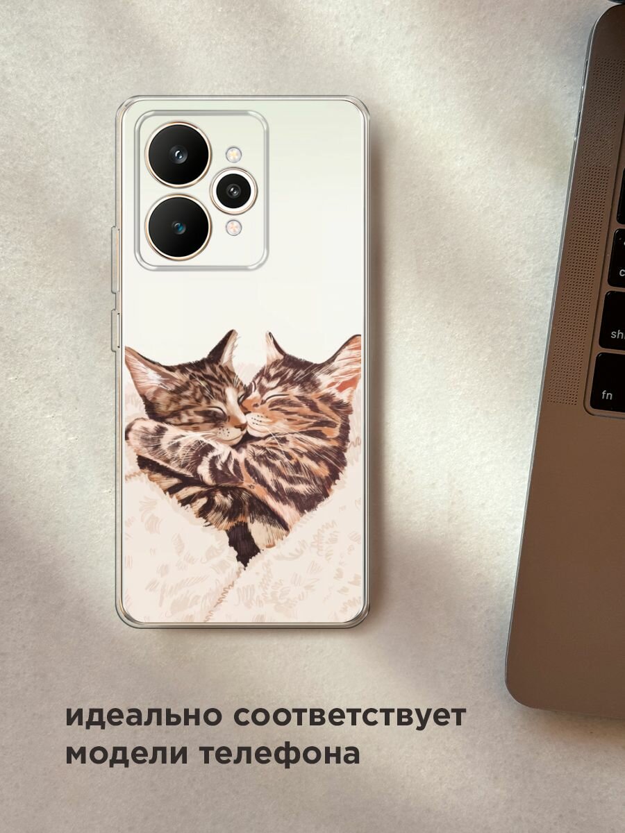 Чехол на Realme 15 / Реалми 15 с принтом "Влюбленные котейки - 14 февраля" — фото 1