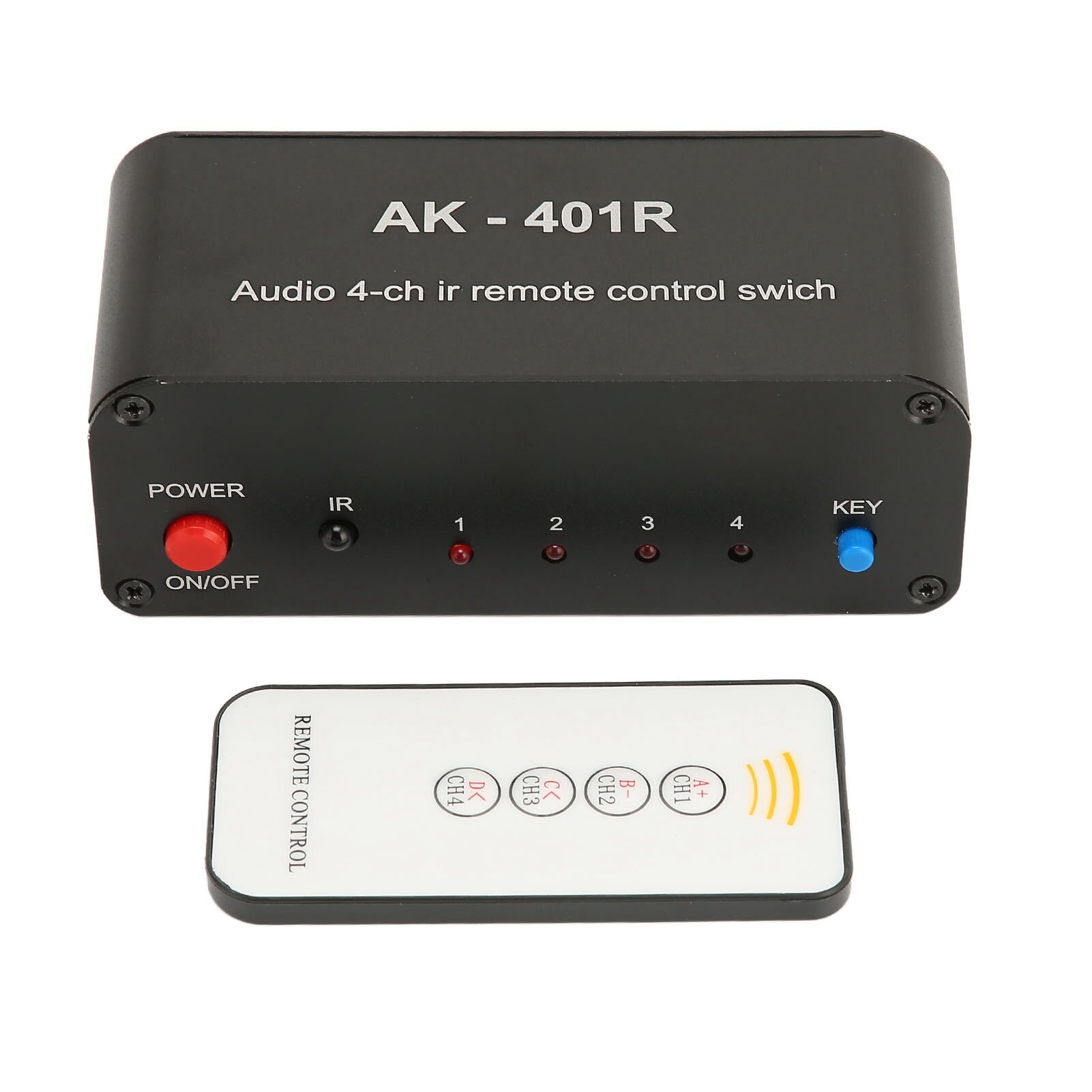 4 Way RCA Switcher Multifunctional in 1 Out Stereo Switch Selector with IR Remote Control for DVD Game Console