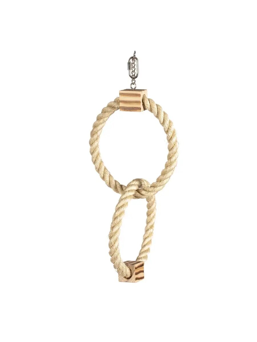 Двойное верёвочное кольцо с деревянными блоками 42см