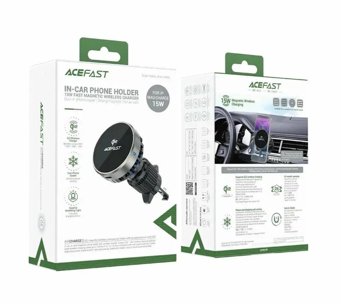 Магнитный держатель автомобильный MagSafe AceFast D40 Qi2 для iPhone / Айфон 12/13/14/15/ 16 серии Крепление в воздуховод