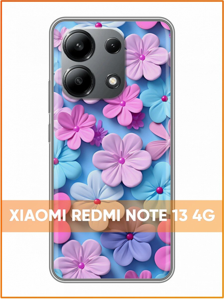 Чехол для Xiaomi Redmi Note 13 4G с принтом для женщин с цветочками (Сяоми Редми Ноут 13 4Ж)