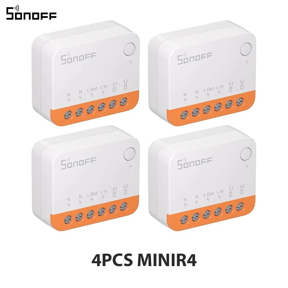 SONOFF MINIR4 Мини-переключатель Wi-Fi, 4 шт в комплекте