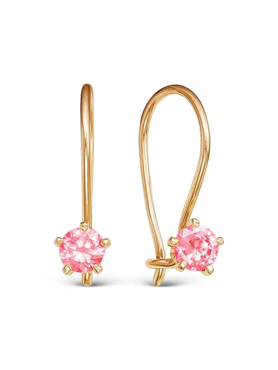 Серьги, серебро, 925 проба, золочение, фианит