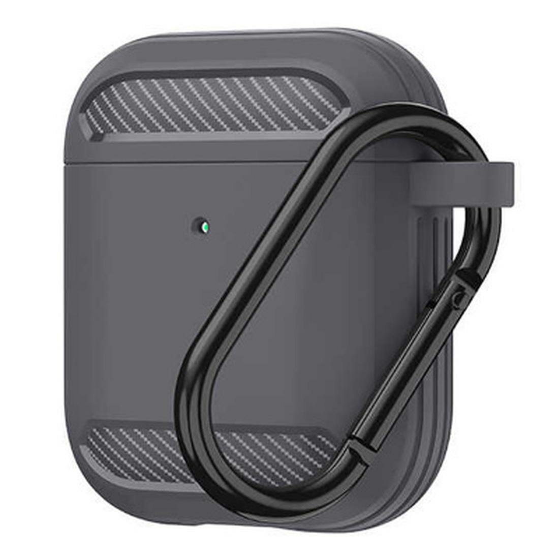 Защитый чехол WIWU APC005, для AirPods 1/2, цвет серый, с карабином