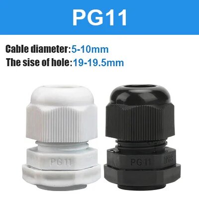 10 шт. белые черные нейлоновые пластиковые соединители PG7 PG9 PG11 PG13.5 PG16 PG19 PG21 PG25 PG29 PG36 AIRLGEE водонепроницаемые White, PG11