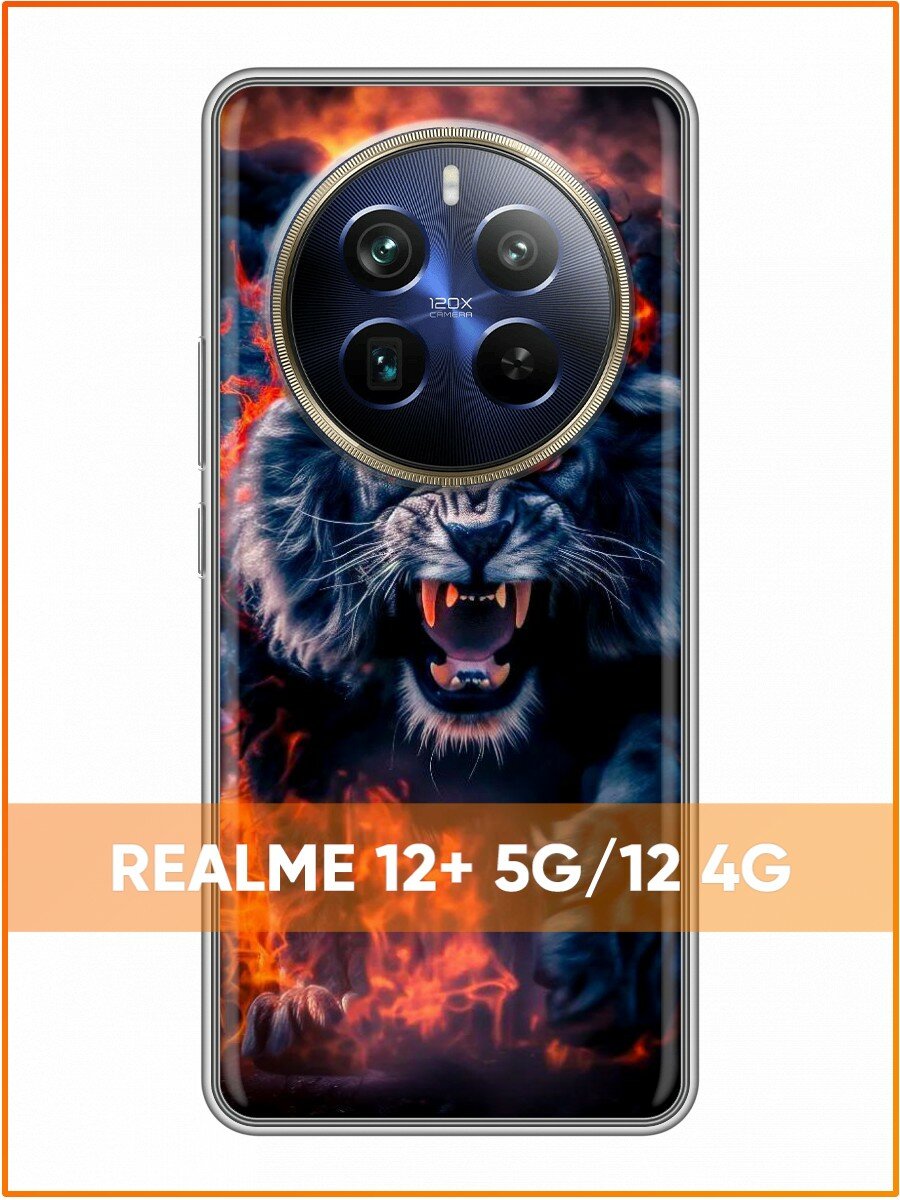 Чехол для Realme 12 Plus 5G с принтом для мужчин со Львом (Реалме 12 Плюс 5Ж)
