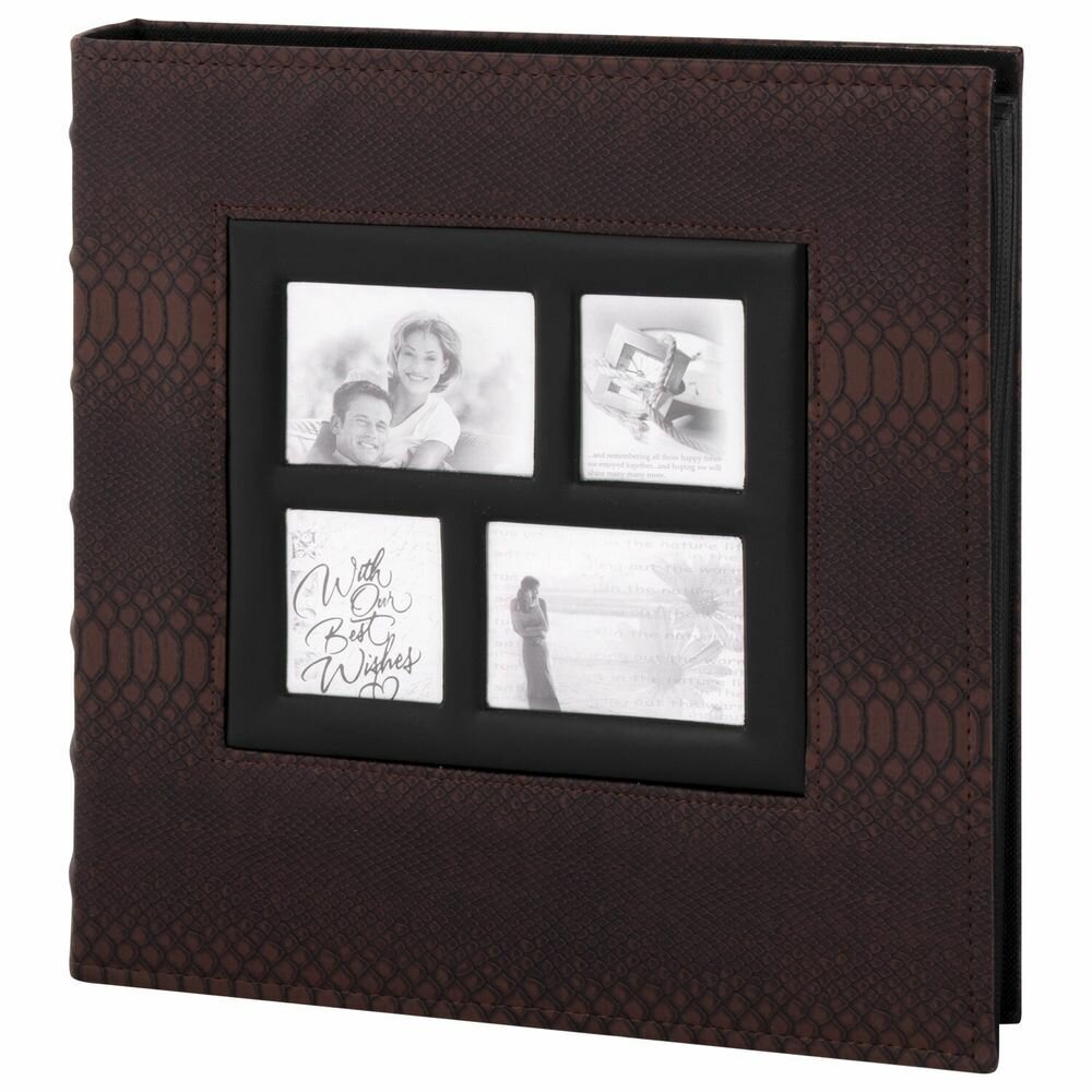 Фотоальбом BRAUBERG на 500 фотографий 10х15 см, обложка под кожу рептилии, рамка для фото, бокс, коричневый