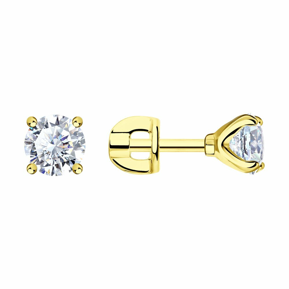 Серьги пусеты, серебро, 925 проба, фианит