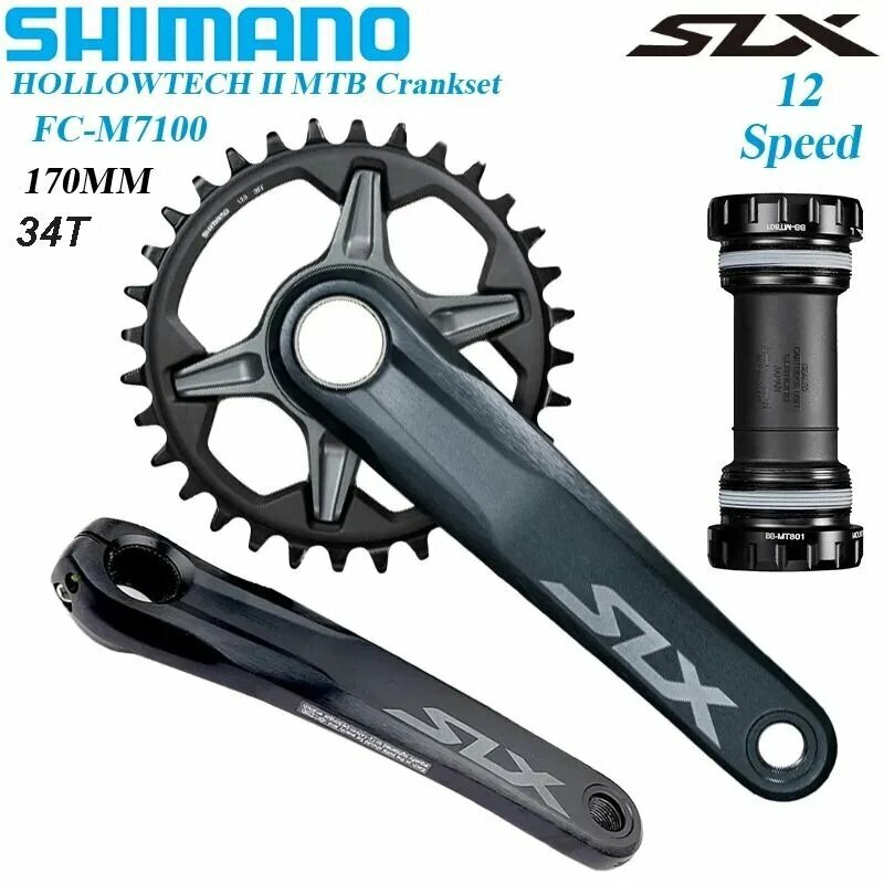Shimano Slx FC-M7100, система велосипедных шатунов, включая каретка BB-MT801, 34T, 170мм, скорость 1x12