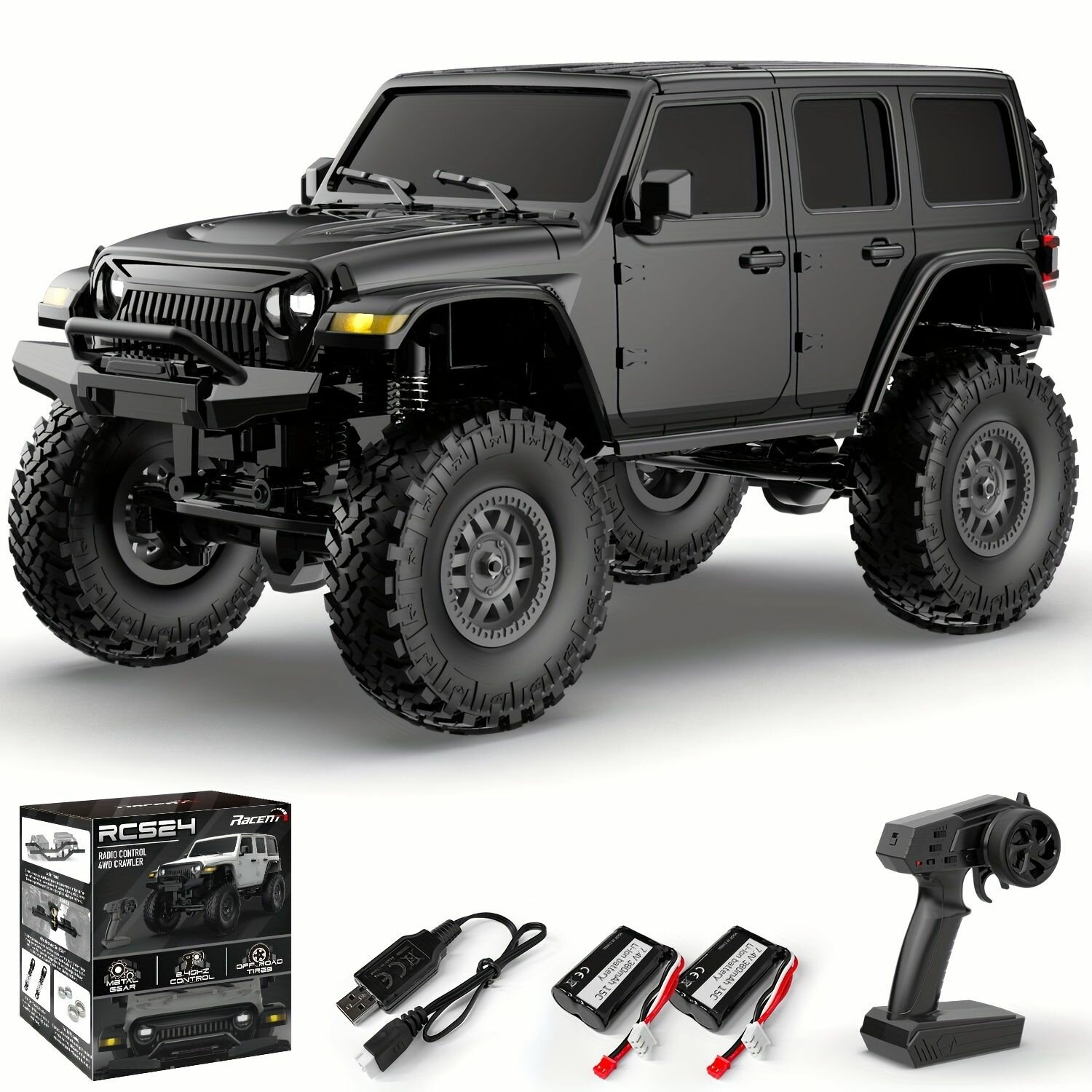RECENT 1/24 RC crawler-внедорожный вездеход 4x4 RC rock crawler на дистанционном управлении со светодиодными фарами и 2 батарейками