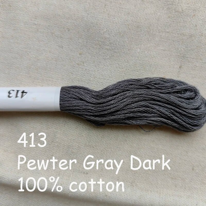 Хлопковая нить для вышивания DMC B5200 Blanc 3865 Ecru 3072 648 647 646 645 844 762 415 318 414 168 169 317 413 3799 310 250g, Серый, 413