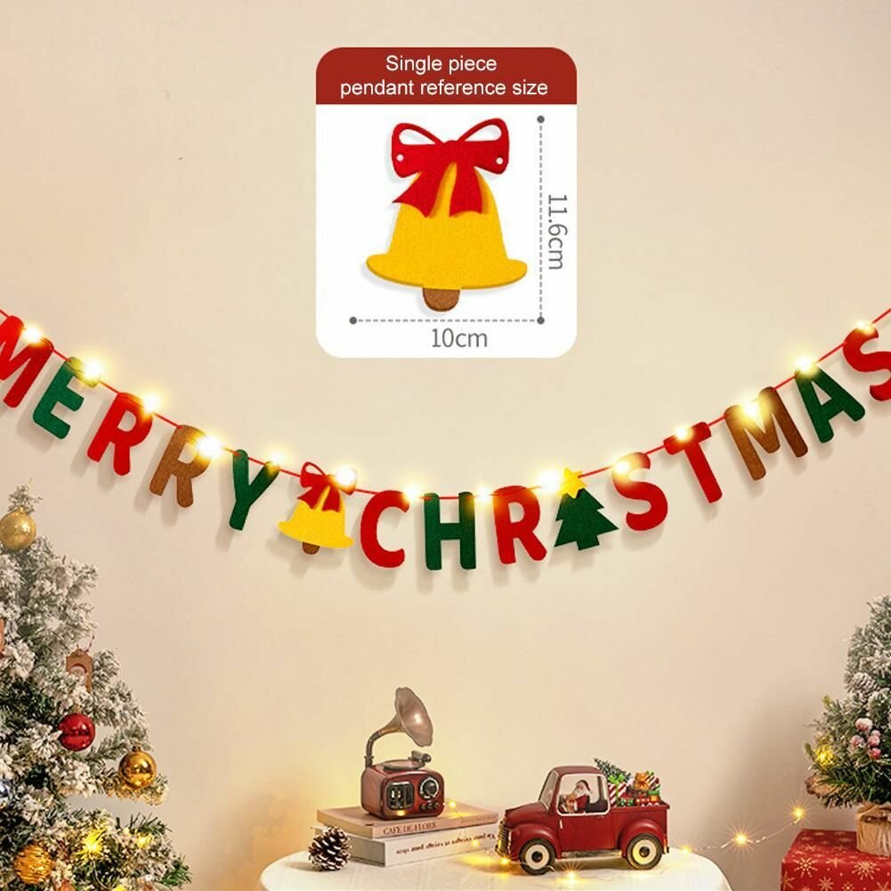 Рождественская гирлянда с флажками, светодиодная, для праздничного декора