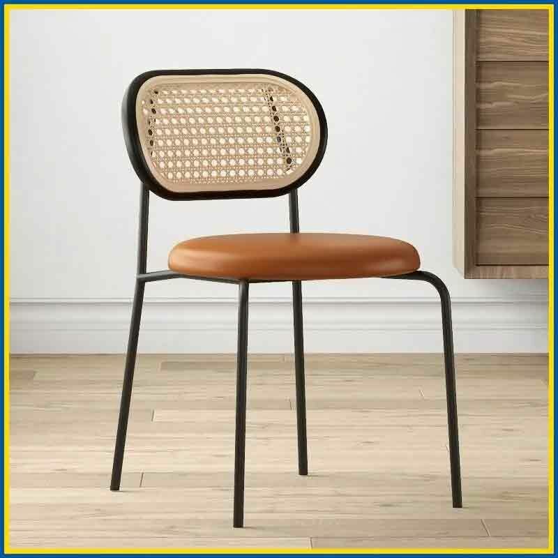 Ретро-стул из ротанга, стул из кованого железа