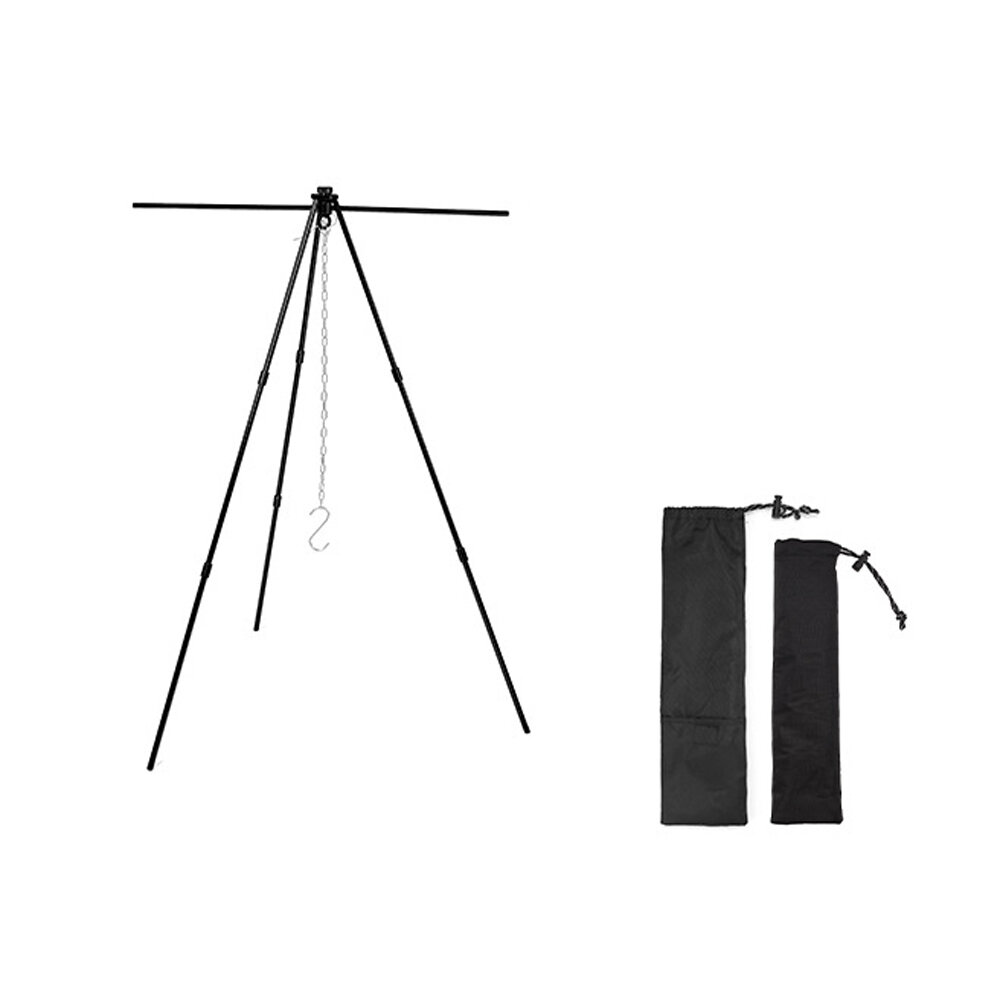 Уличный портативный штатив из алюминиевого сплава для кемпинга и пикника, подвесная подставка для кастрюль, комплект с выдвижными держателями для посуды.