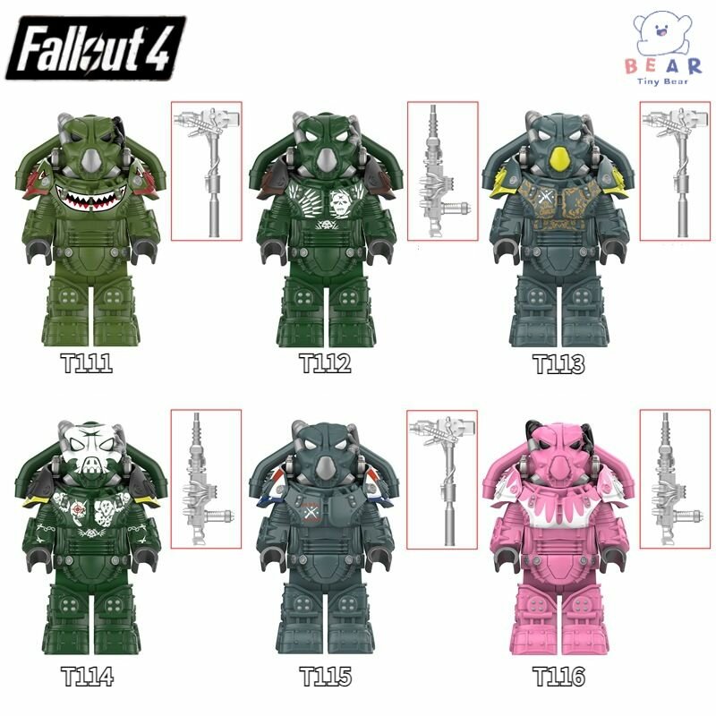 Минифигурка в силовой броне из серии игр Fallout, конструктор брони радиационного злодея, совместимый с Le Go FALLOUT
