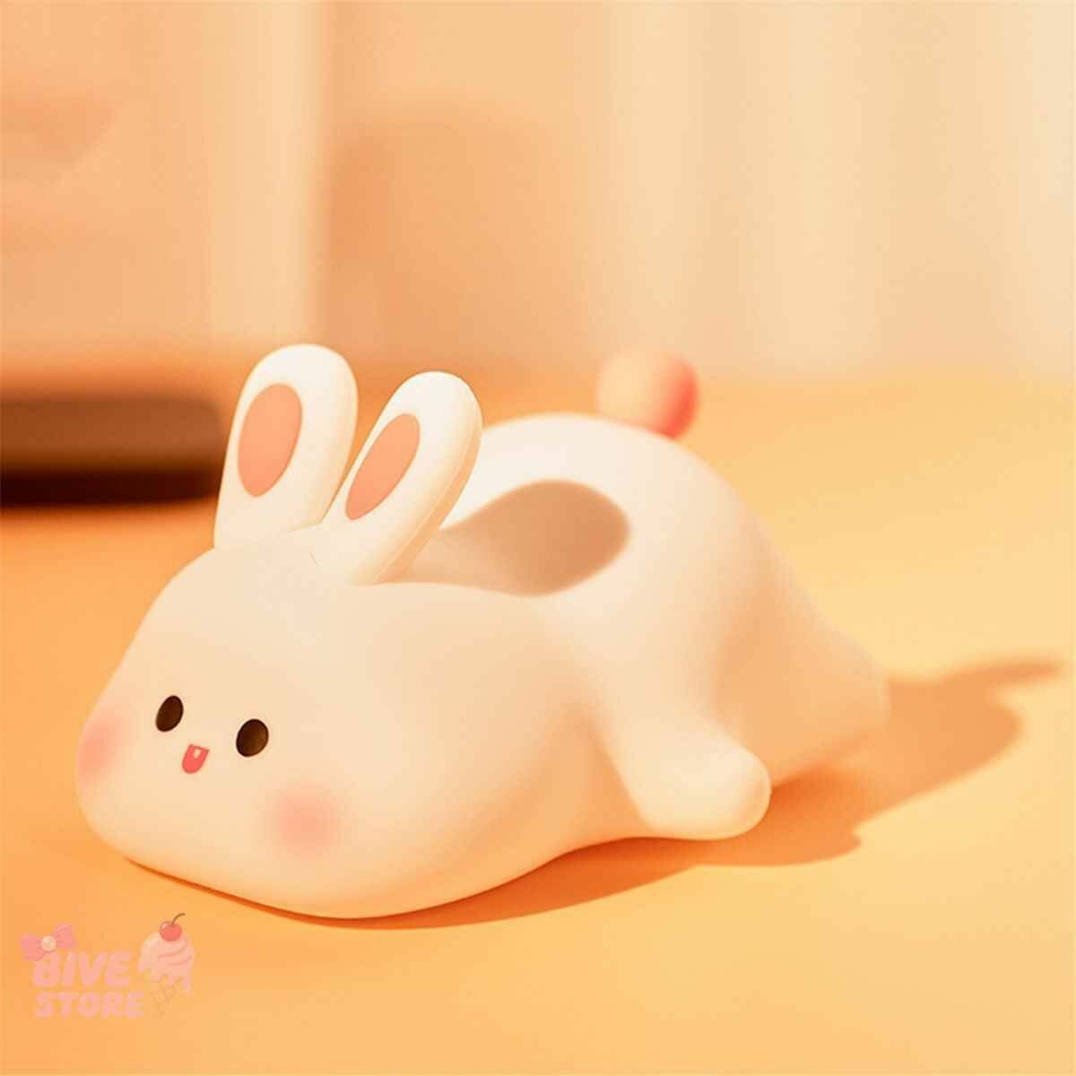 Ночной светильник в виде кролика, симпатичная силиконовая лампа, регулируемая яркость света кролика