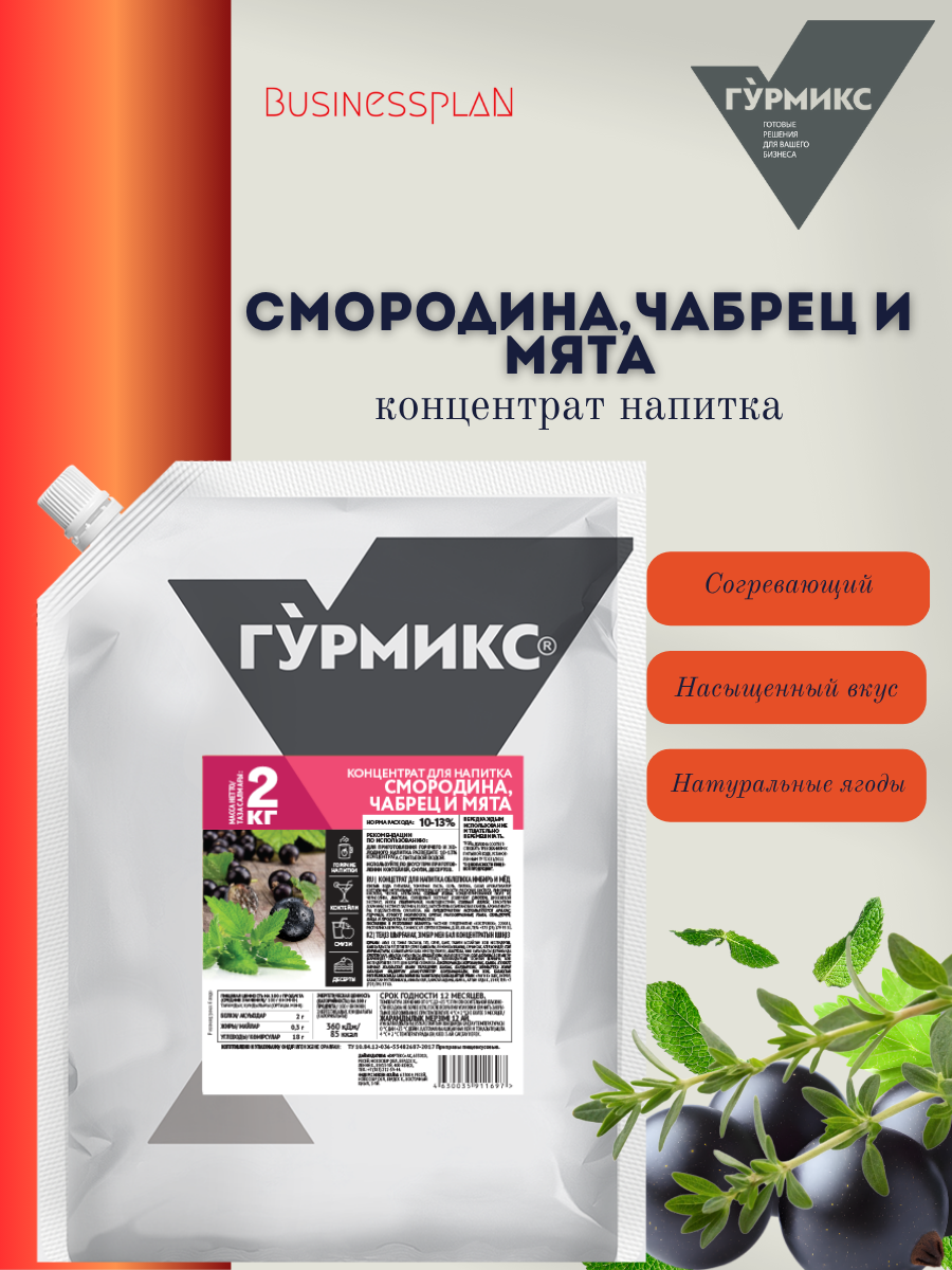 Смородина , чабрец и мята концентрат напитка для пуншей, лимонадов и коктейлей