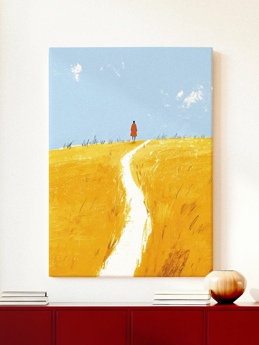 Картина на стену 50х70, Золотое поле, интерьерная картина большая на холсте, декор для дома